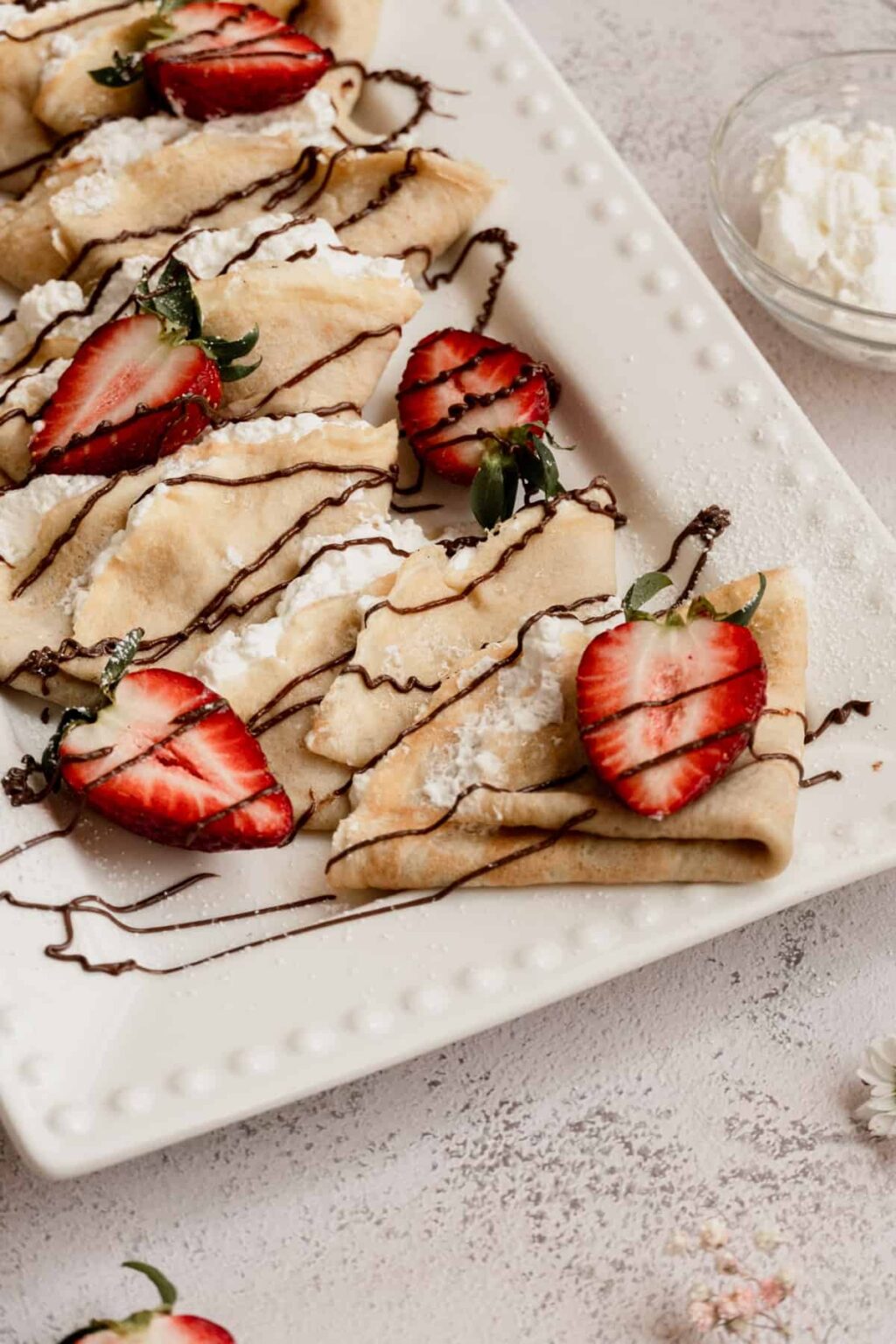 Sweet Brunch Crepes with Strawberries and Cream - The Curly Spoon