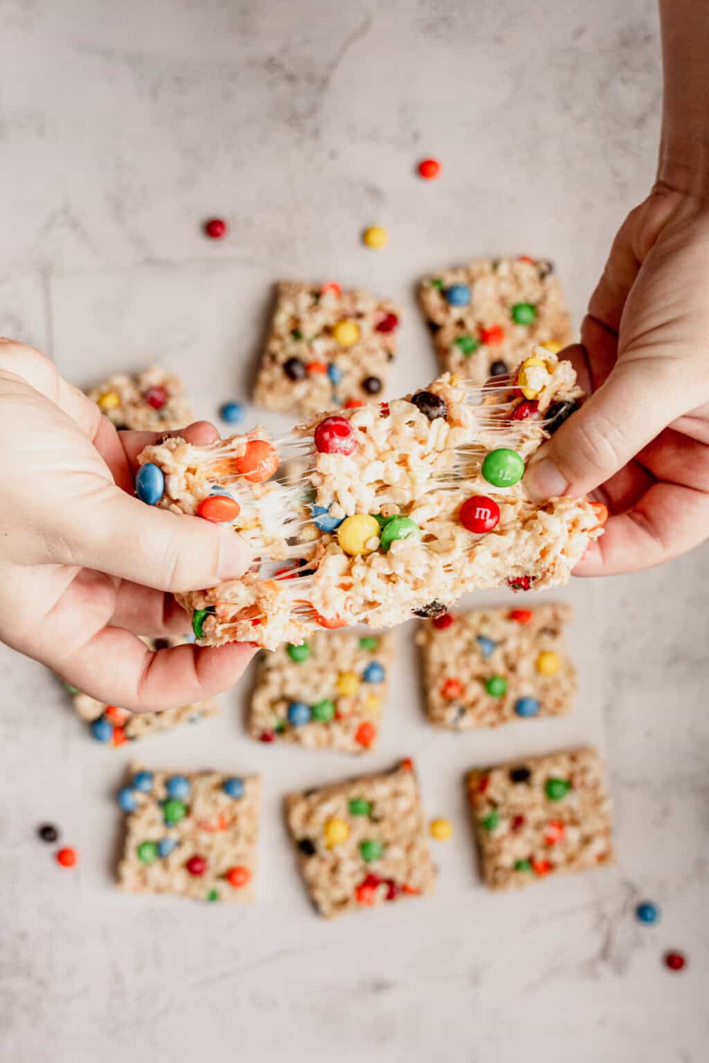 Best Gooey M&M Rice Krispie Treats - The Curly Spoon